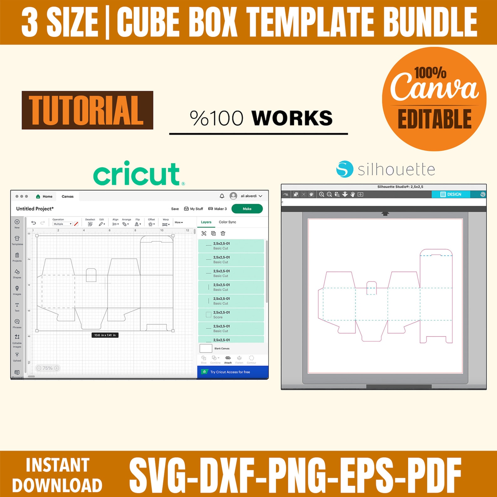 Cube Box Template Bundle, SVG, PNG, PDF (digital Download) - Etsy