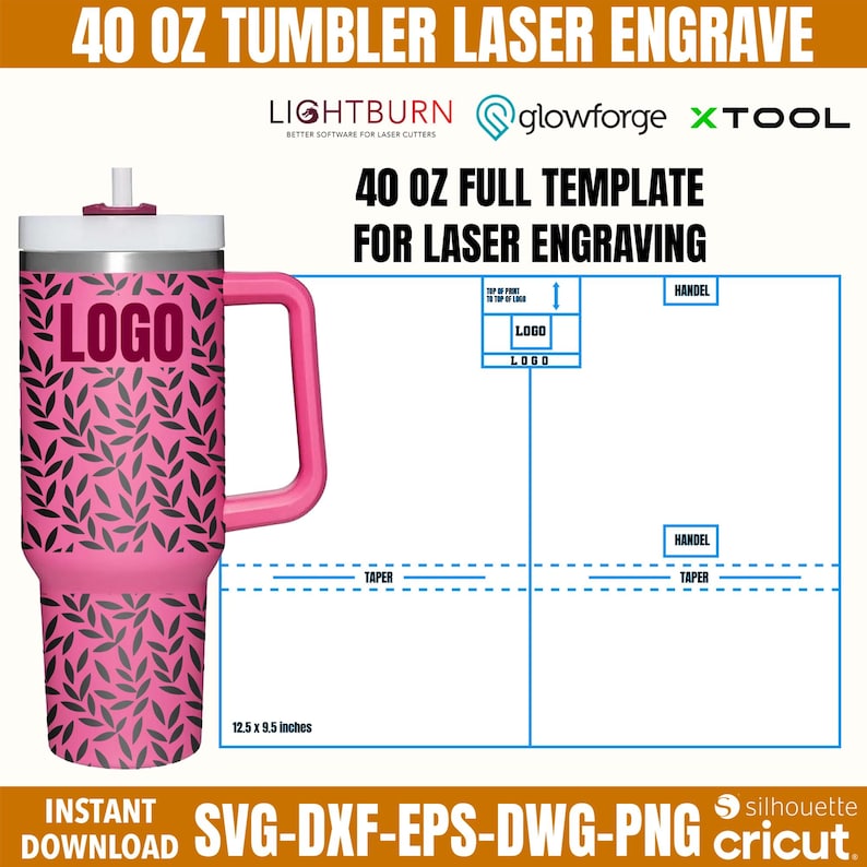 40 Oz Tumbler Laser Engrave Template: SVG PNG PDF (digital Download) - Etsy
