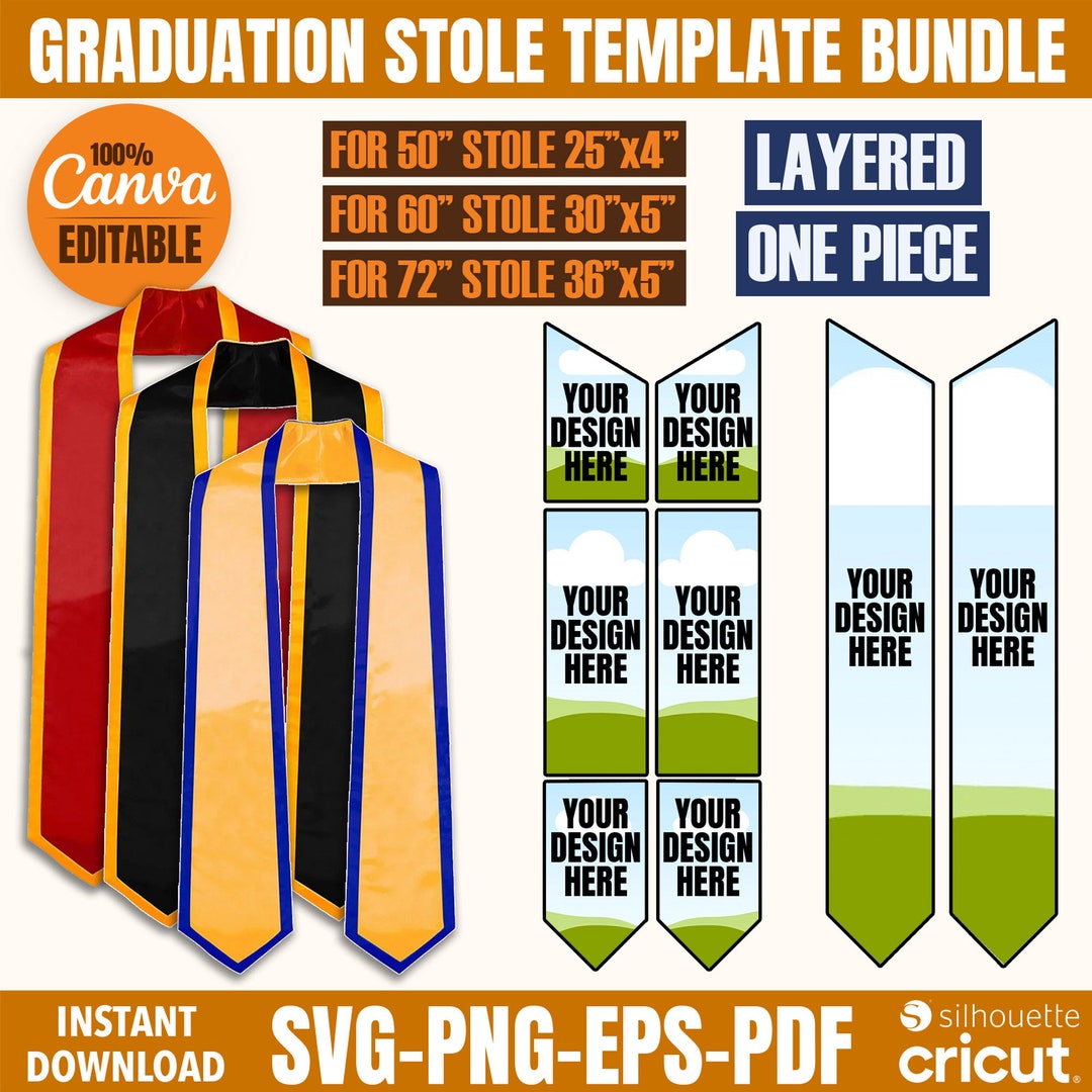 Graduation Stole Template, Graduation Stole Svg, Stole Sublimation ...