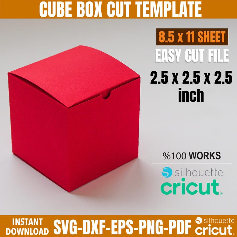 Cube Box Template Svg Bundle 5 Sizes Digital Download Etsy