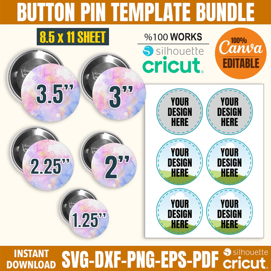 Button Pin Template Bundle, Button Pin Svg, Button Pin Template ... Button Pin Template Bundle, Button Pin Svg, Button Pin Template ...