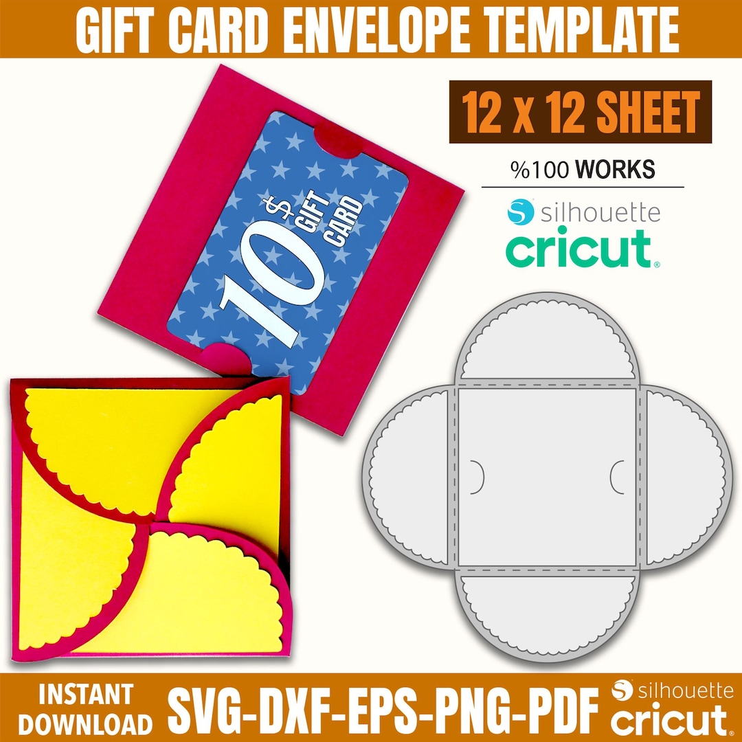 Gift Card Envelope Template: SVG Cricut Cut Files (digital Download) - Etsy