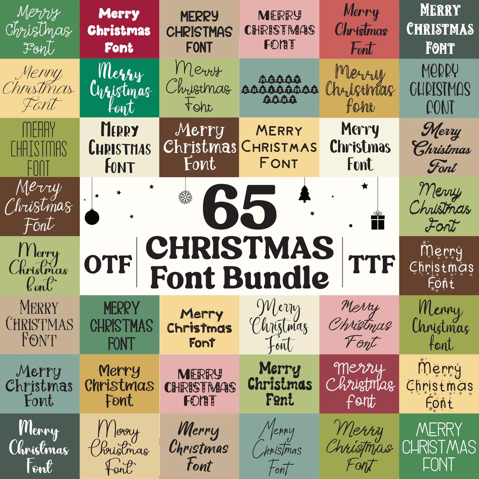 65 Christmas Fonts Bundle: Festive Holiday Designs (OTF & TTF) - Etsy