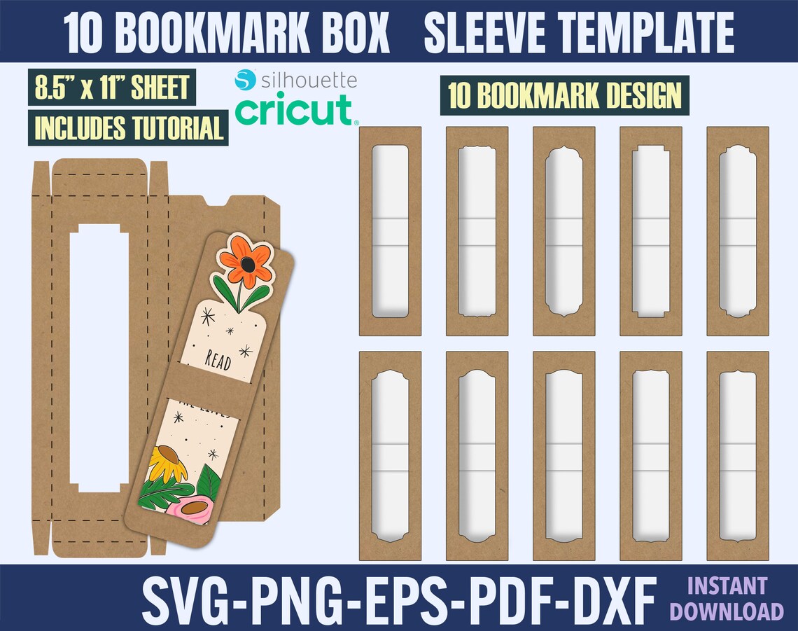 Bookmark Box Template Svg Bookmark Display Card Svg Bookmark - Etsy