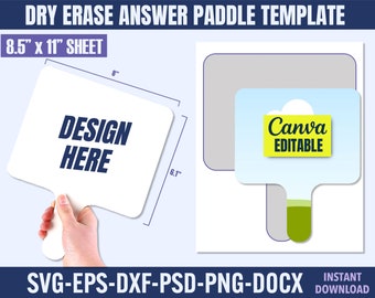 Dry Erase Answer Paddle Blank Template, Editable, DIY Paddle Board ...