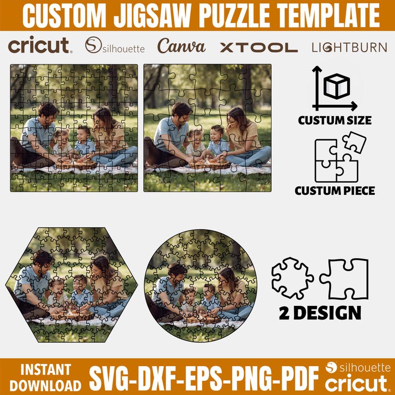 Custom Jigsaw Puzzle Template SVG | Laser Cut & Cricut - Etsy