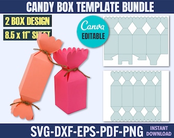 Candy Box Template, Candy Box SVG, Candy Shaped Box Svg, Party Favor ...