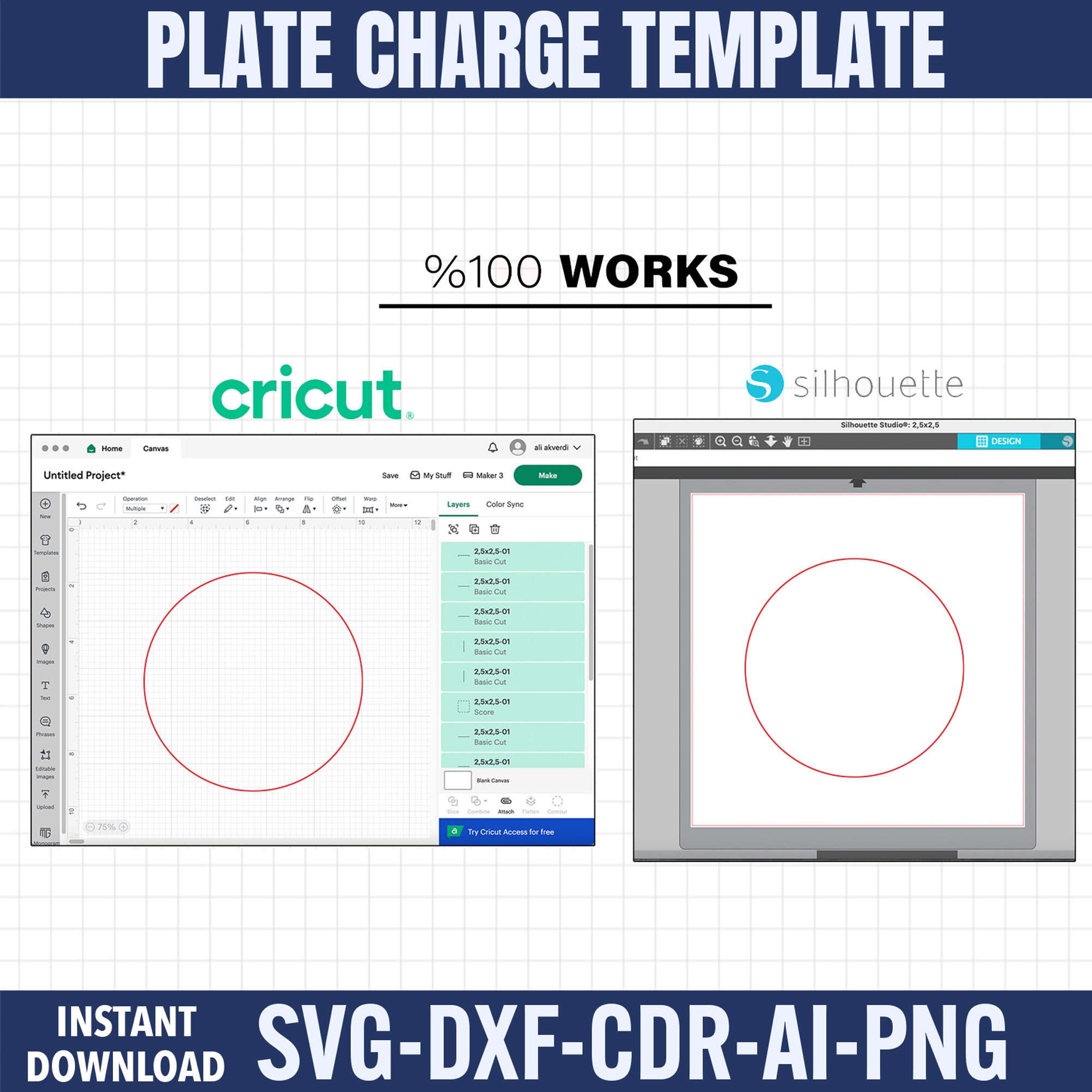 Plate Charger Template: Canva, Cricut, Silhouette File (digital ...