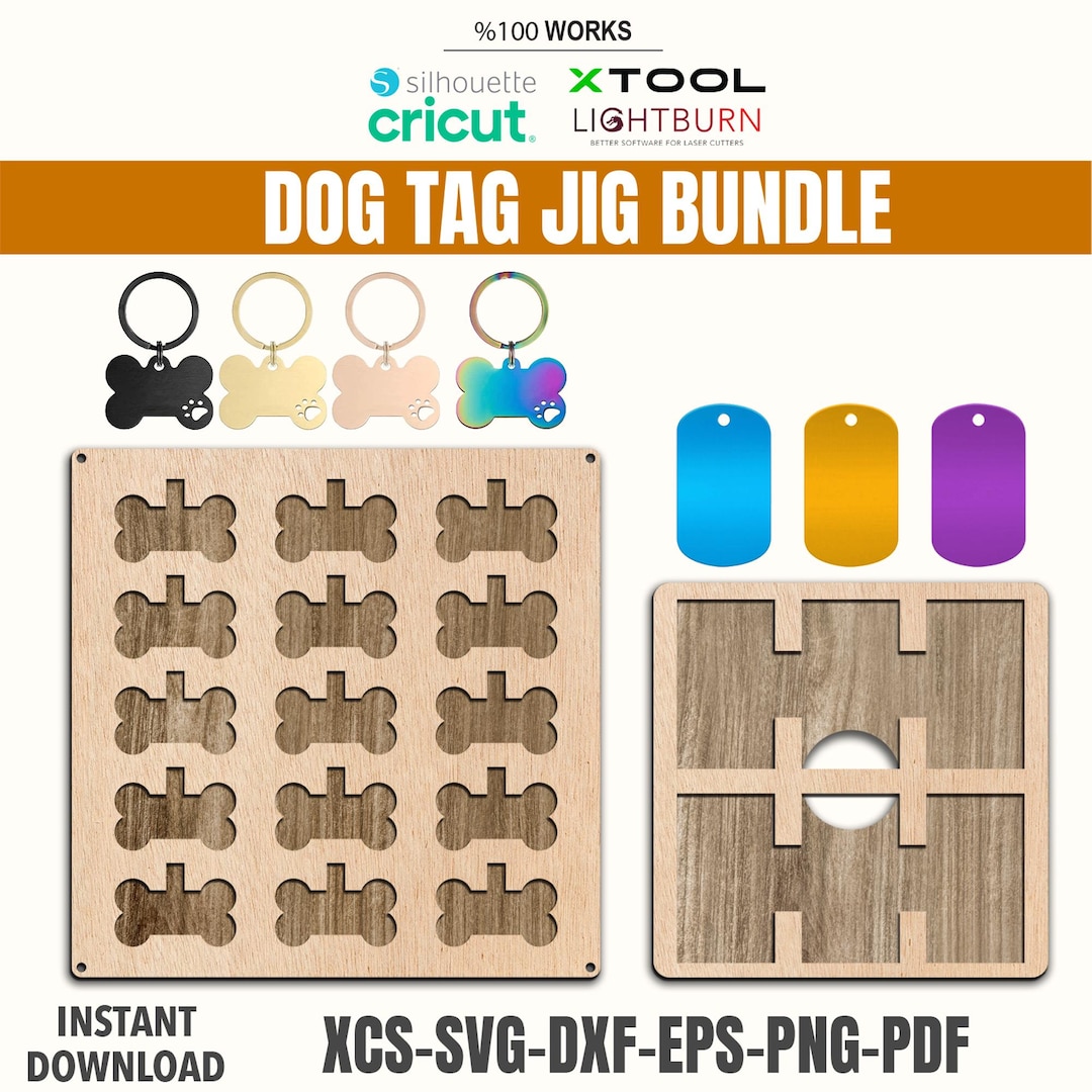 Dog Tag Laser Engraving Jig Bundle | Bone & Rectangle (digital Download ...