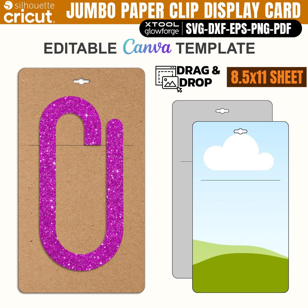 Jumbo Paper Clip Display Card Canva, Paper Clip Display Cards Svg ...