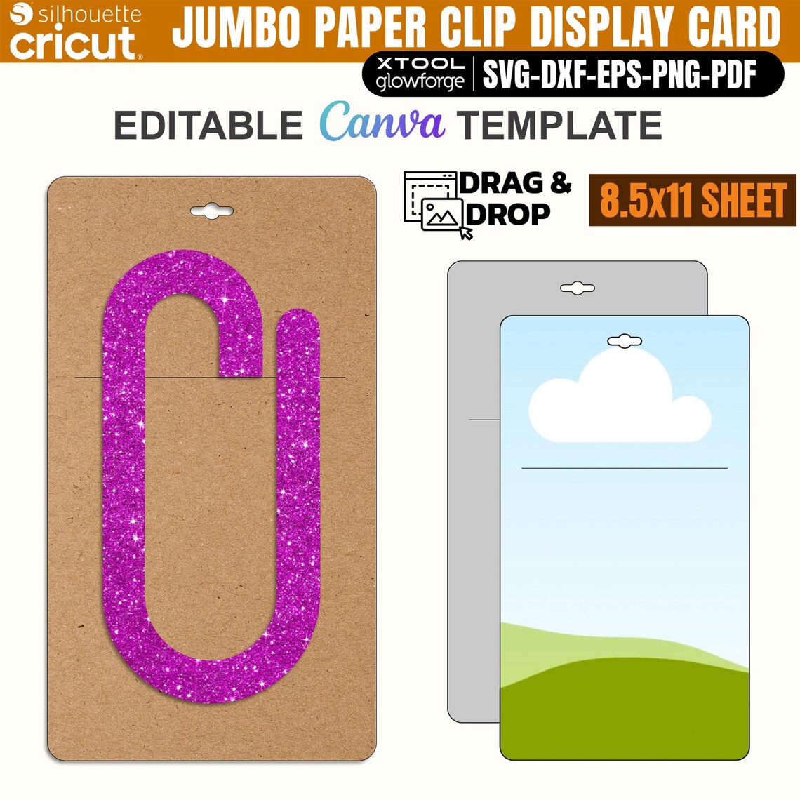 Jumbo Paper Clip Display Card Template: Canva Editable (SVG, PNG, PDF ...