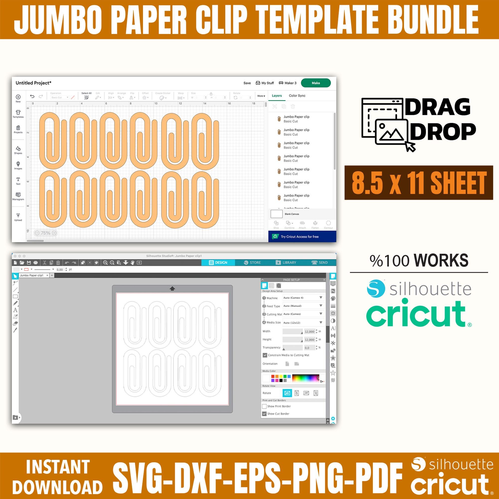 Jumbo Paper Clip Template Bundle, DIY Planner Accessories (digital ...