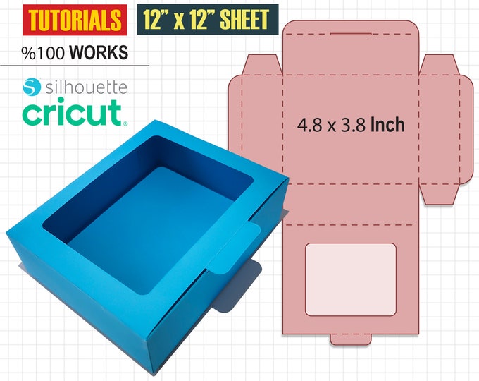 Rectangle Box With Window Template SVG, Window Box Template, Box ...