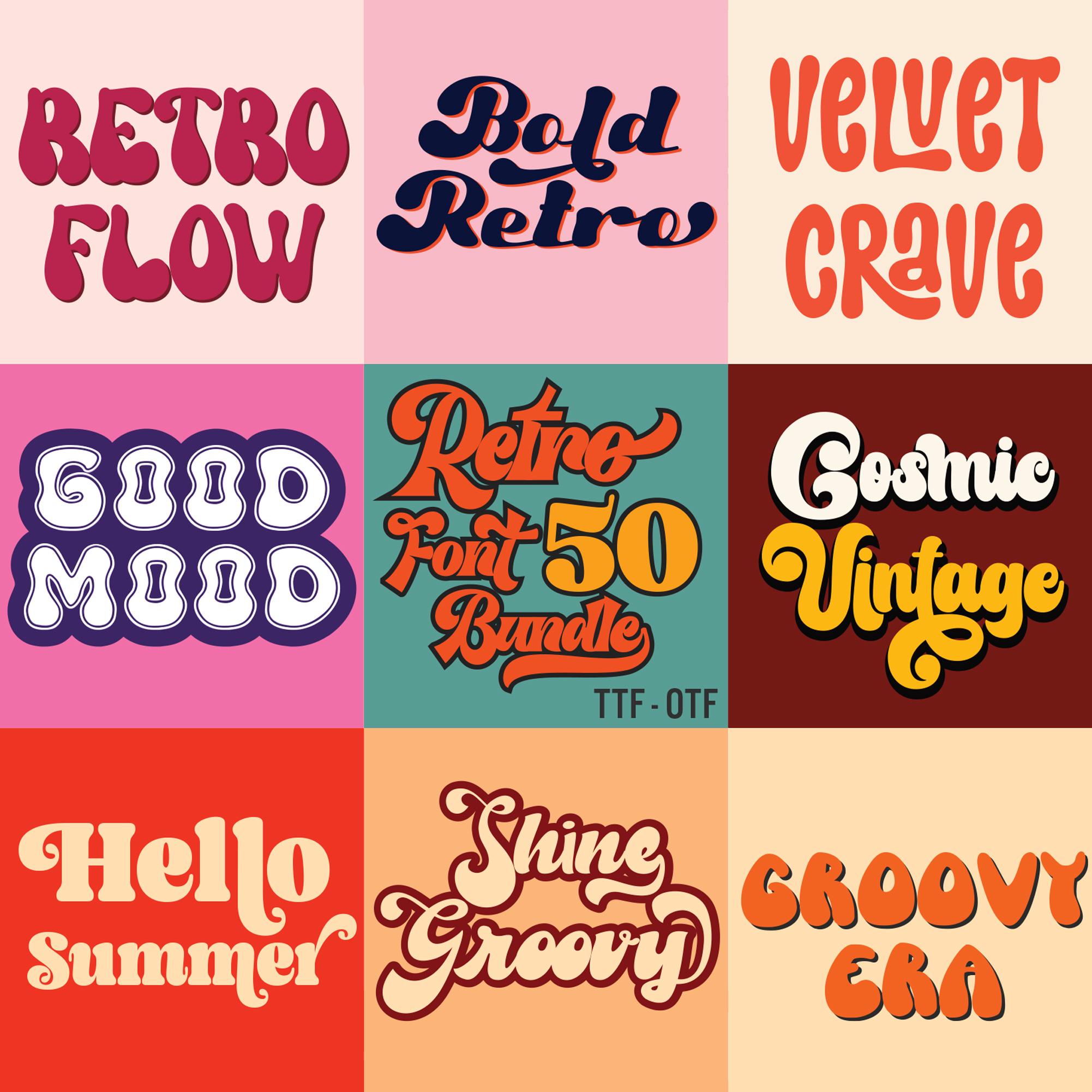 50 Groovy Retro Fonts Bundle: Vintage Typefaces (OTF, TTF) - Etsy