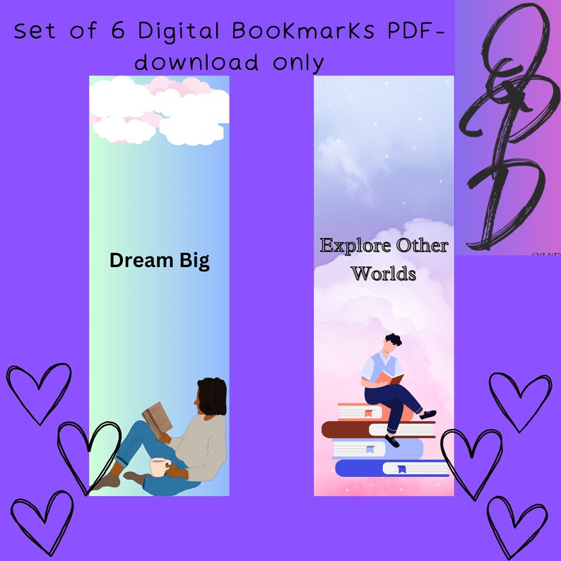 Set of 6 Digital Bookmarks, Book Accessories, Book Lovers - Etsy