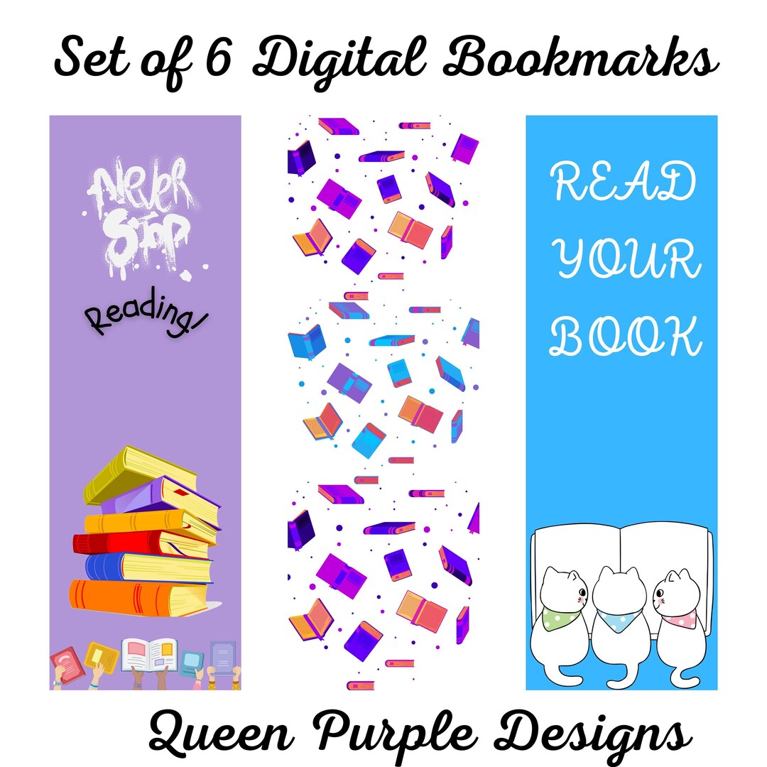 Book Lover's Bookmarks, Set of 6, Digital Download - Etsy