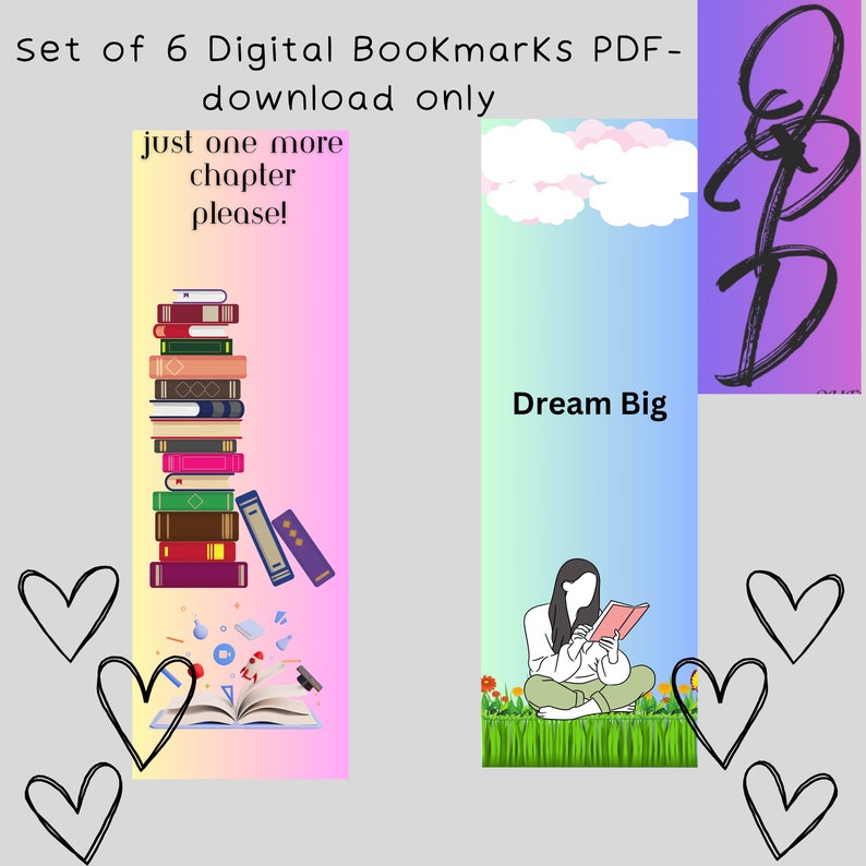 Set of 6 Digital Bookmarks, Book Accessories, Book Lovers - Etsy