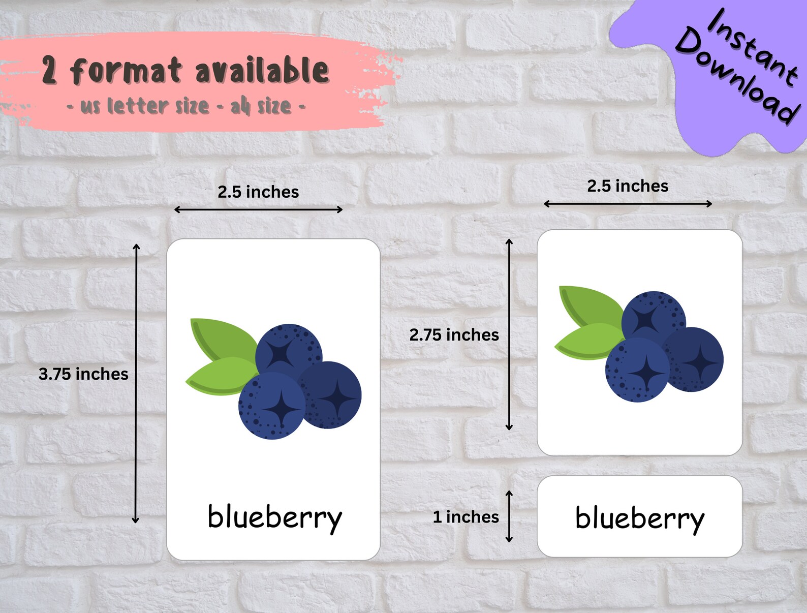 FRUITS 32 Printable Flashcards Montessori Nomenclature Cards Perfect ...