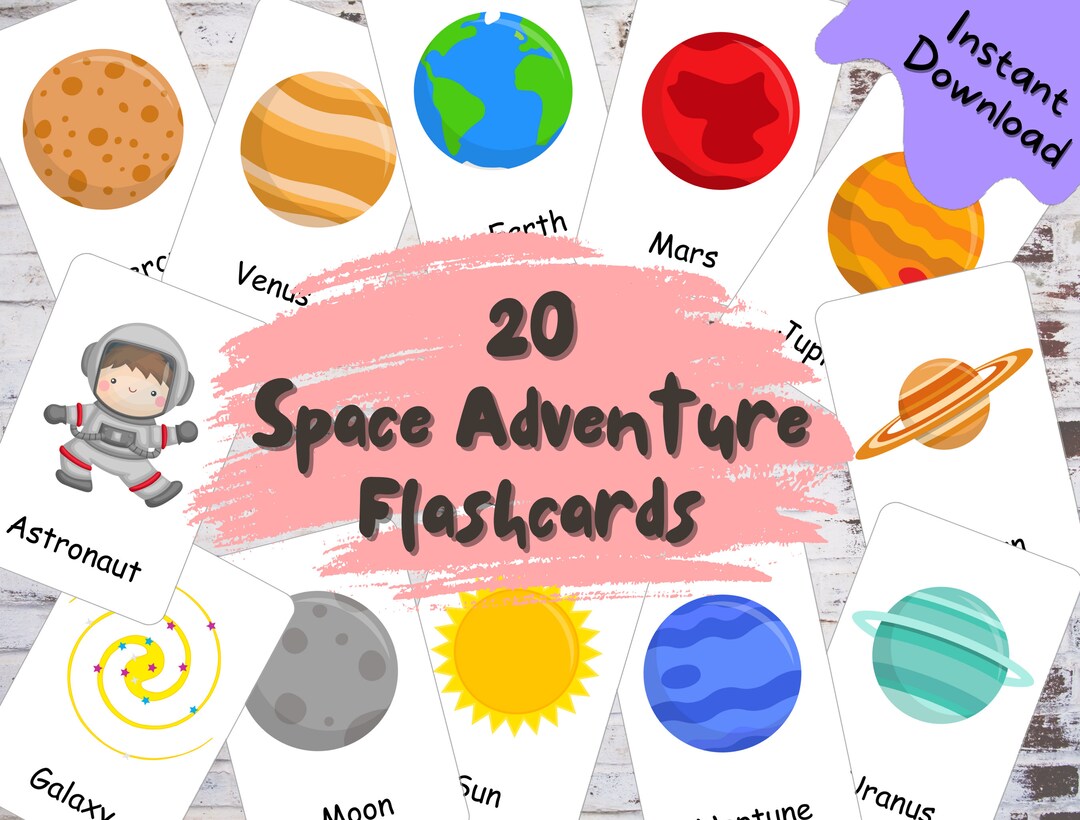 SPACE ADVENTURE 20 Printable Flashcards Montessori Nomenclature Cards ...