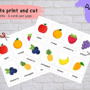 FRUITS 32 Printable Flashcards Montessori Nomenclature Cards Perfect ...