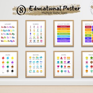 Set of 8 Educational Posters Homeschool Wall Art Montessori - Etsy