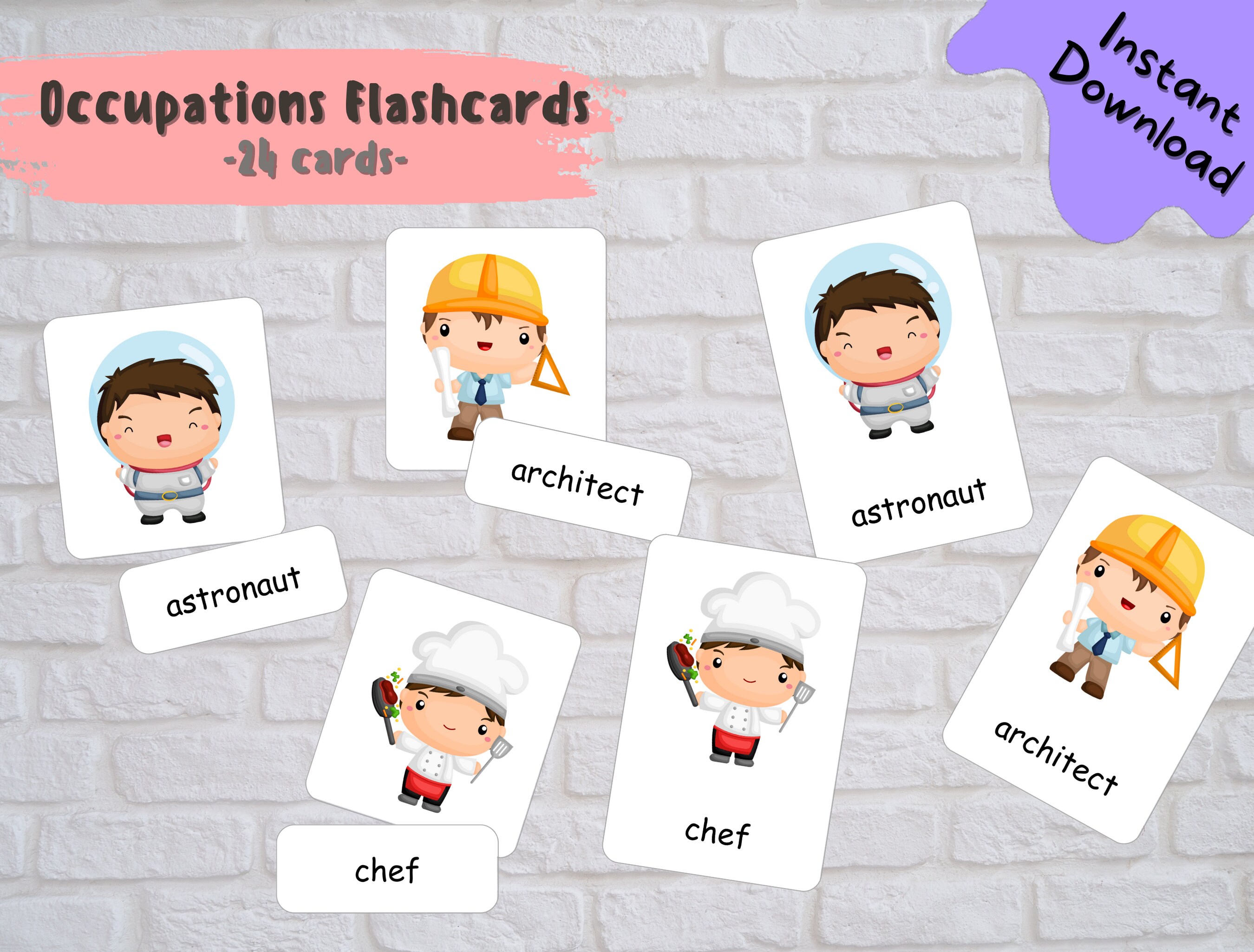 OCCUPATIONS 24 Printable Flashcards Montessori Nomenclature Cards ...