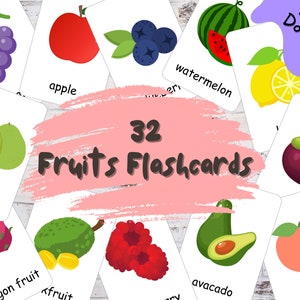 FRUITS 32 Printable Flashcards Montessori Nomenclature Cards Perfect ...