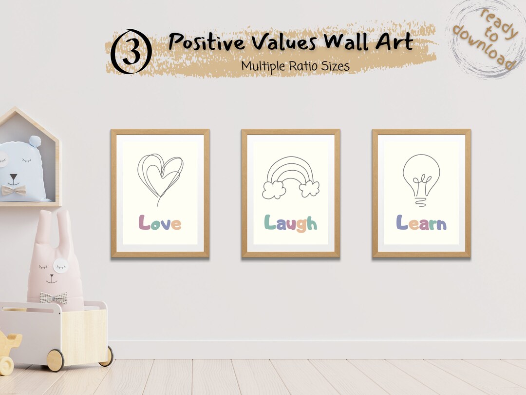 Set of 3 Printable Positive Values Wall Arts Homeschool Wall - Etsy