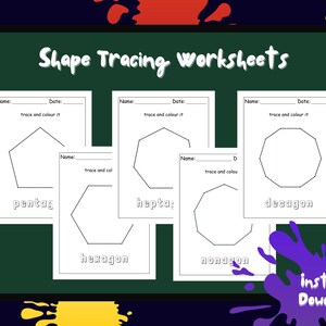 25 Printable Shape Tracing Worksheets Tracing & Coloring for Preschool ...