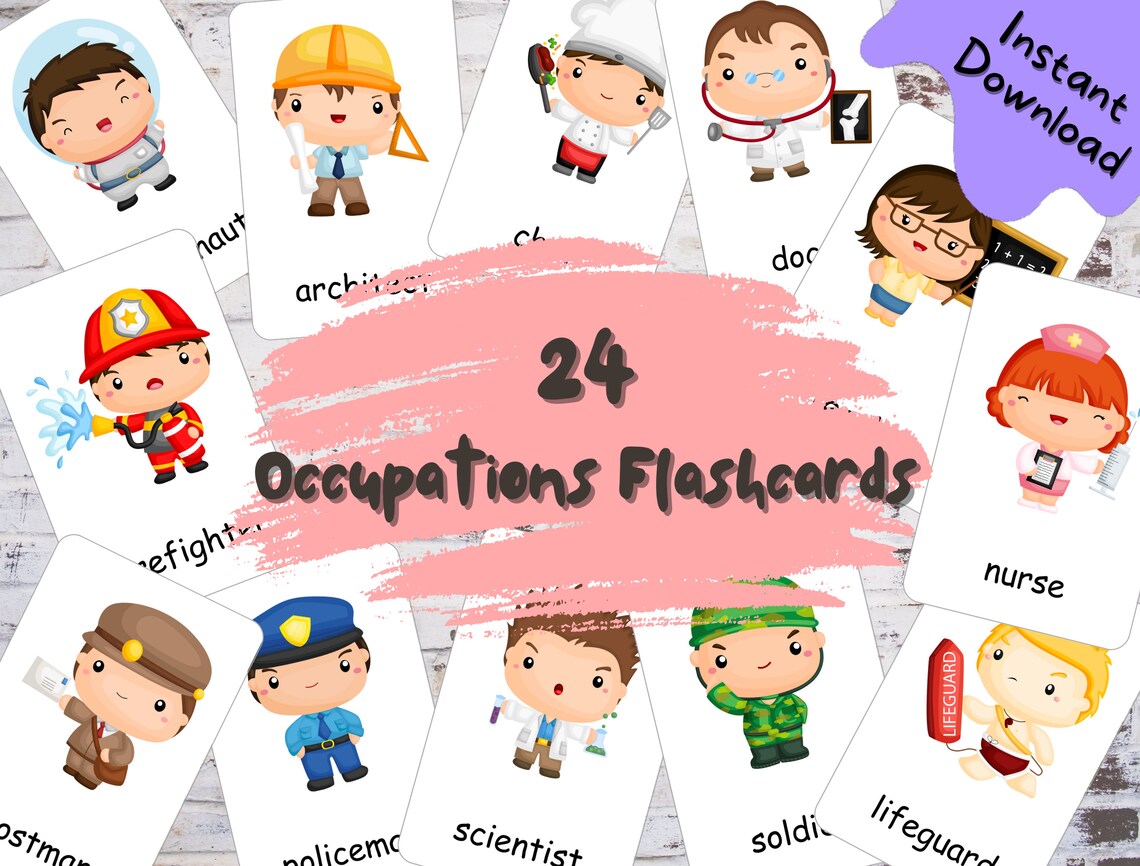 OCCUPATIONS 24 Printable Flashcards Montessori Nomenclature Cards ...
