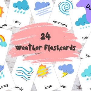 WEATHER 24 Printable Flashcards Montessori Nomenclature Cards Perfect ...