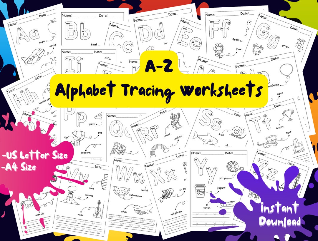 Printable A-Z Alphabet Tracing Worksheets Tracing, Coloring ...