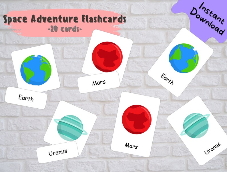 SPACE ADVENTURE 20 Printable Flashcards Montessori - Etsy