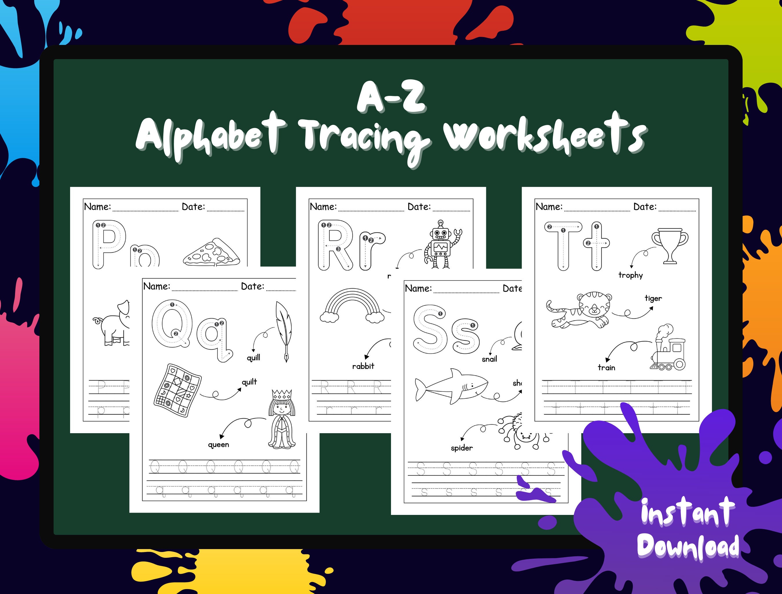 Printable A-Z Alphabet Tracing Worksheets Tracing, Coloring ...