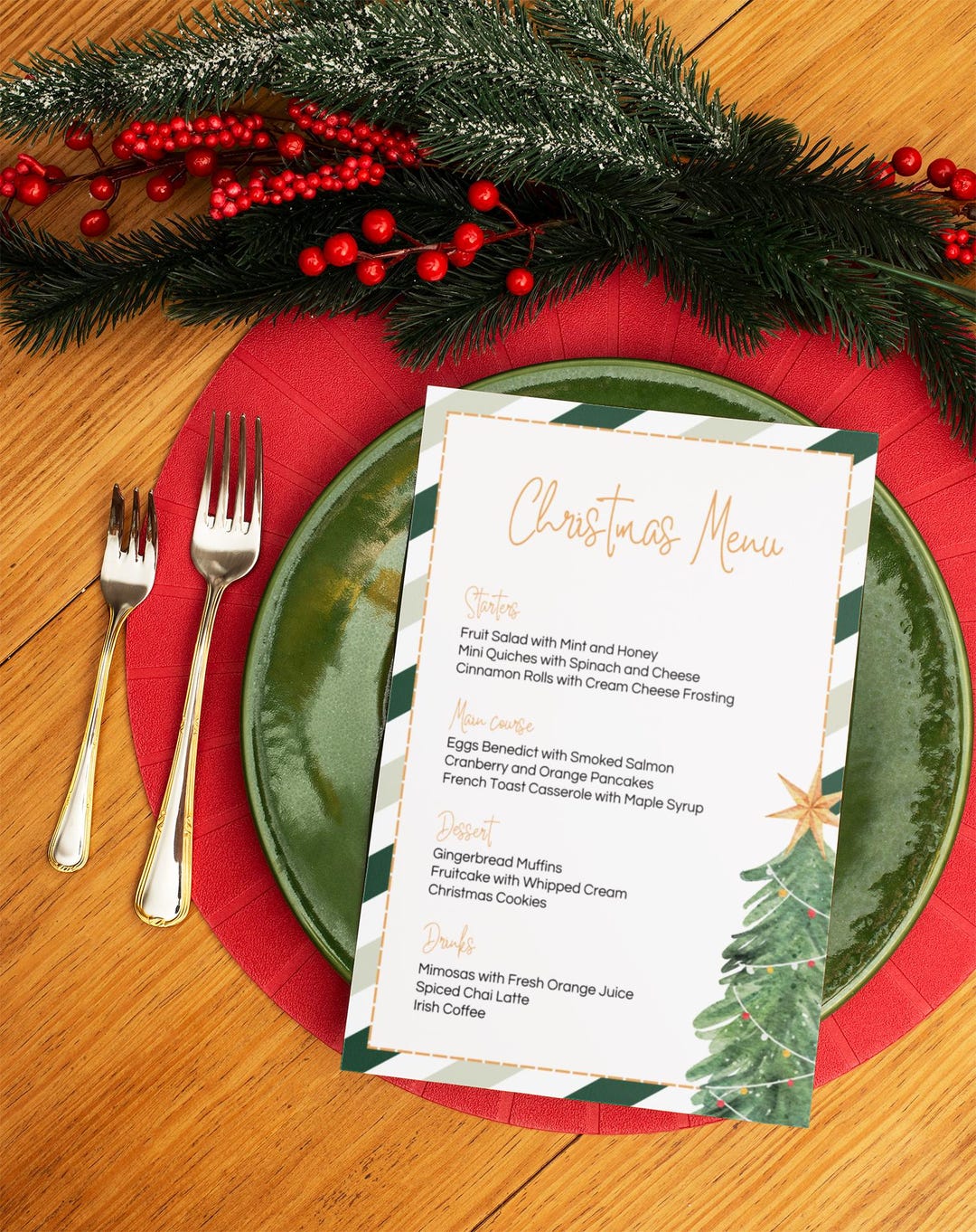 Christmas Menu Template, Canva Template, Christmas Menu, Christmas ...