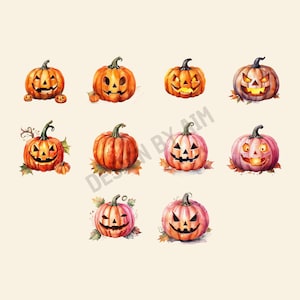 20 Pumpkin Spice Lanterns SVG PNG Bundle, Watercolor Jack O Lantern ...