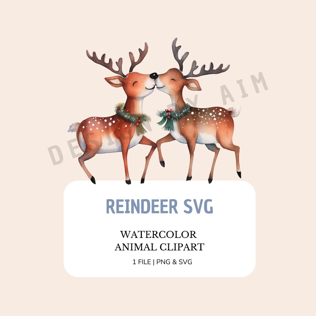 1 Cute Reindeer SVG PNG, Rudolph, Reindeer Ornament, Deer Watercolor ...