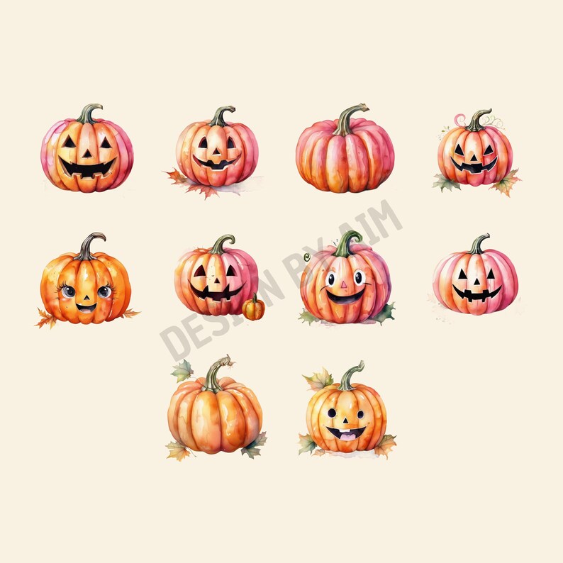 20 Pumpkin Spice Lanterns SVG PNG Bundle, Watercolor Jack O Lantern ...