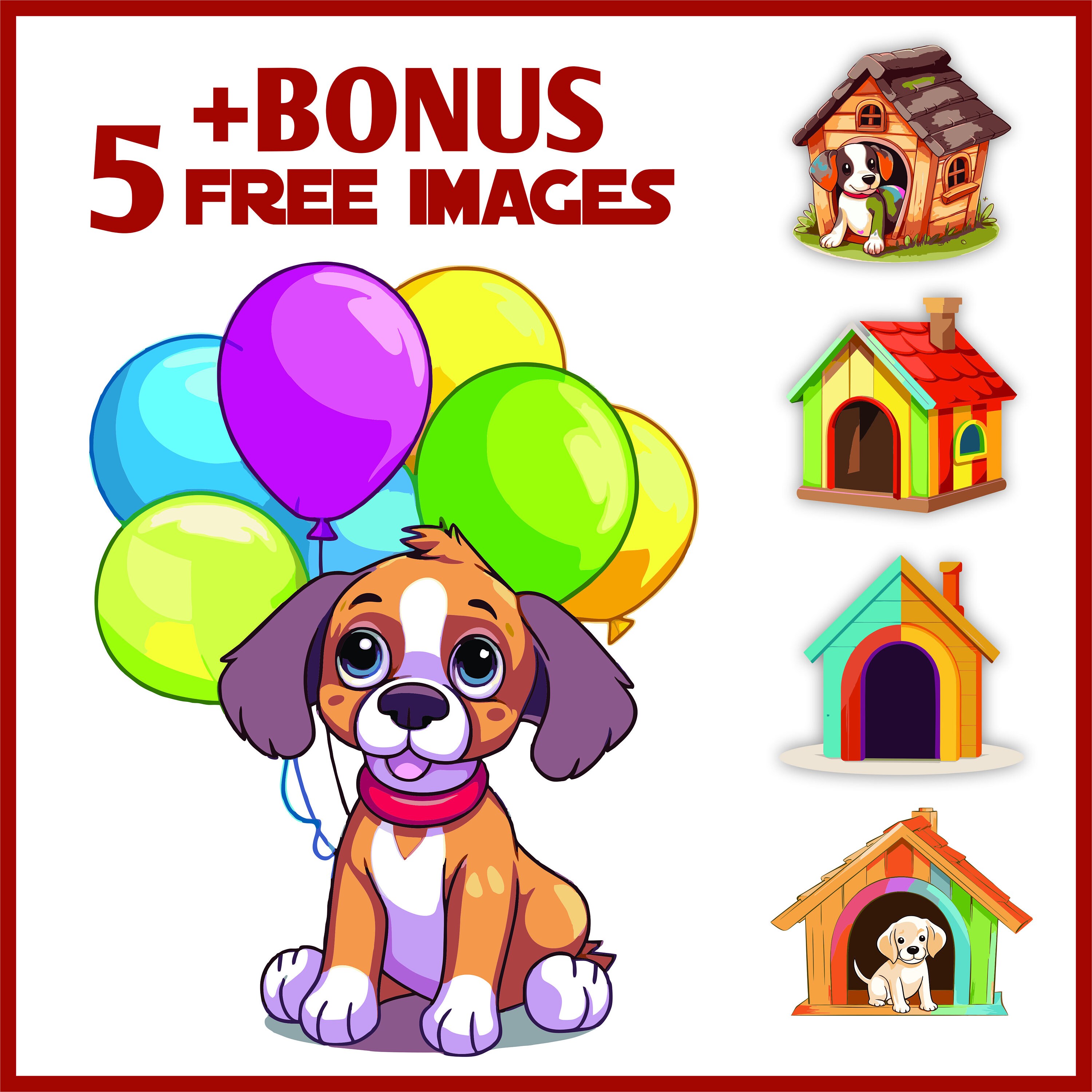 Puppy Clip Art Bundle 1 Clipat Colorful Dog: PNGSVGEPS. - Etsy