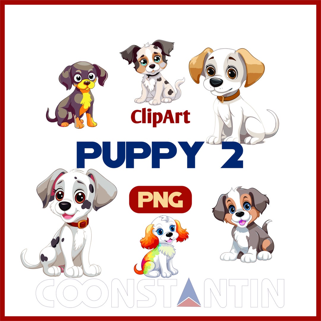 Puppy Clip Art Bundle 2 Clipat Colorful Dog: PNGSVGEPS. - Etsy