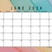 2024 Monthly Calendar Pastel Printable Landscape Monday Start Sunday ...