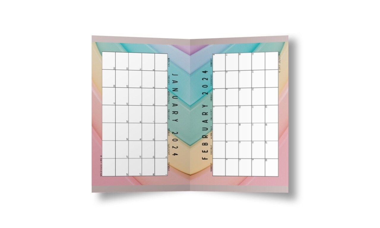 2024 Monthly Calendar Pastel Printable Landscape Monday Start Sunday ...