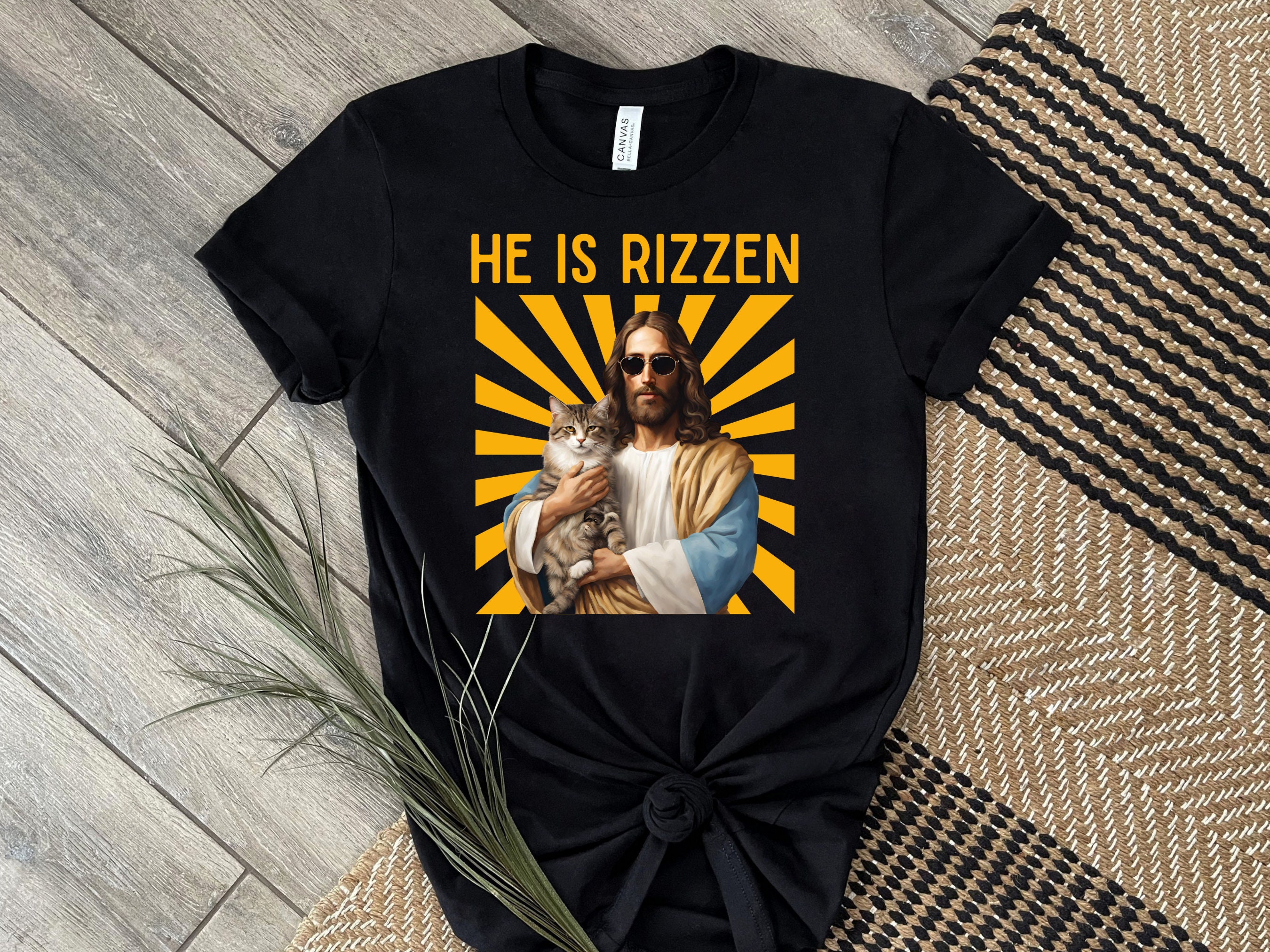 He is Rizzen Jesus Rizz Holding a Cat Charisma Rizzler PNG T-shirt ...