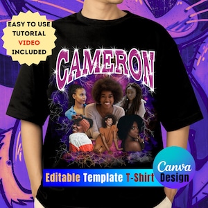 Custom Bootleg Rap Tee Shirt Canva PNG, Editable Template, Photo ...