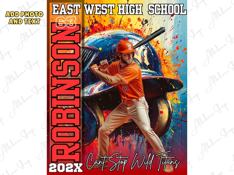 Baseball Poster Canva Template: Senior Sports Banner (digital Download ...