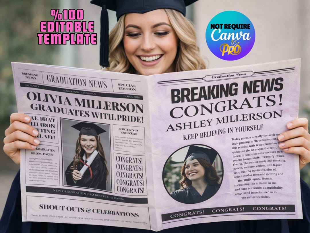 2026 Graduation Newspaper Template | Grad Photo 26 Newspaper Templates ...