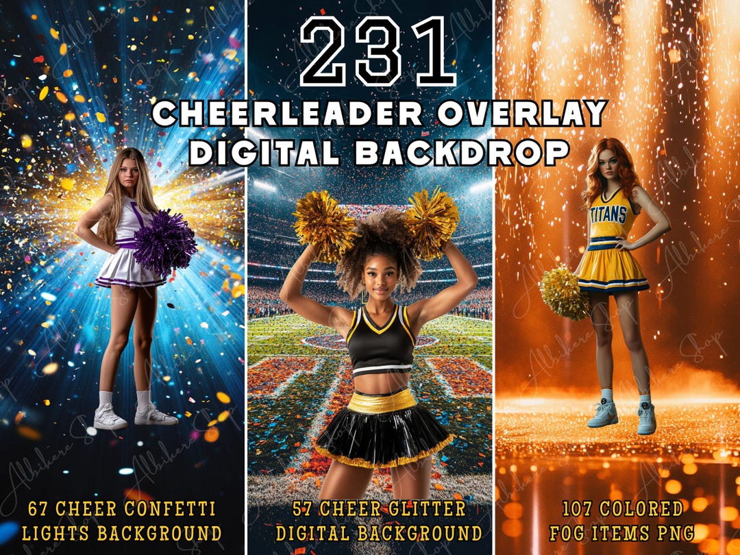 Cheerleader Digital Backdrop: Cheer Team Sports Poster (PNG & JPG) - Etsy