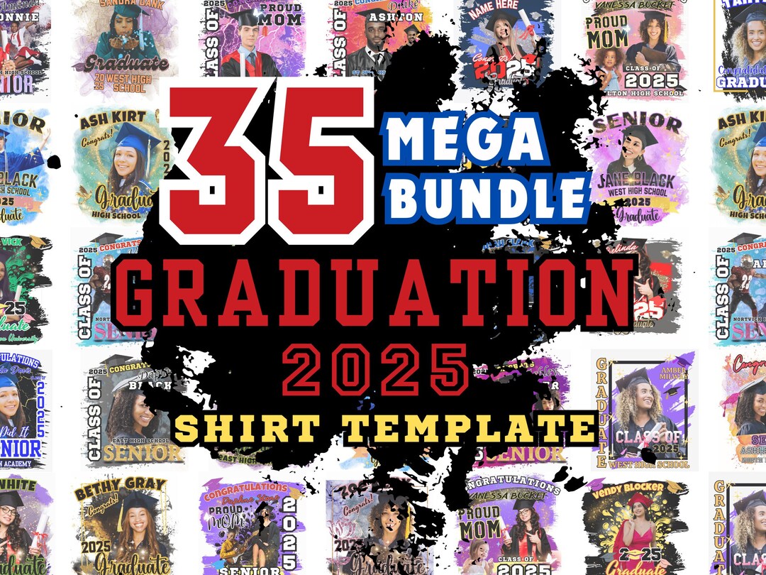 2025 Graduation School Shirt Template Bundle Design Graduate Senior ...