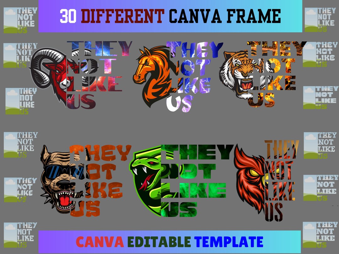 They Not Like Us PNG Editable Shirt Design Canva Frame Templates, They ...
