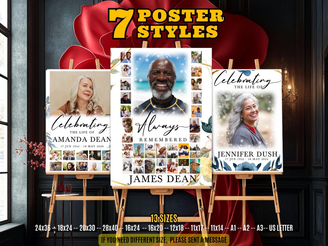 Celebration of Life Photo Collage Poster Template (canva) - Etsy